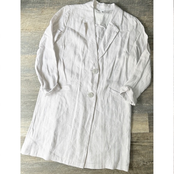 J. Jill | Jackets & Coats | J Jill Tan Pinstripe Linen Longline ...